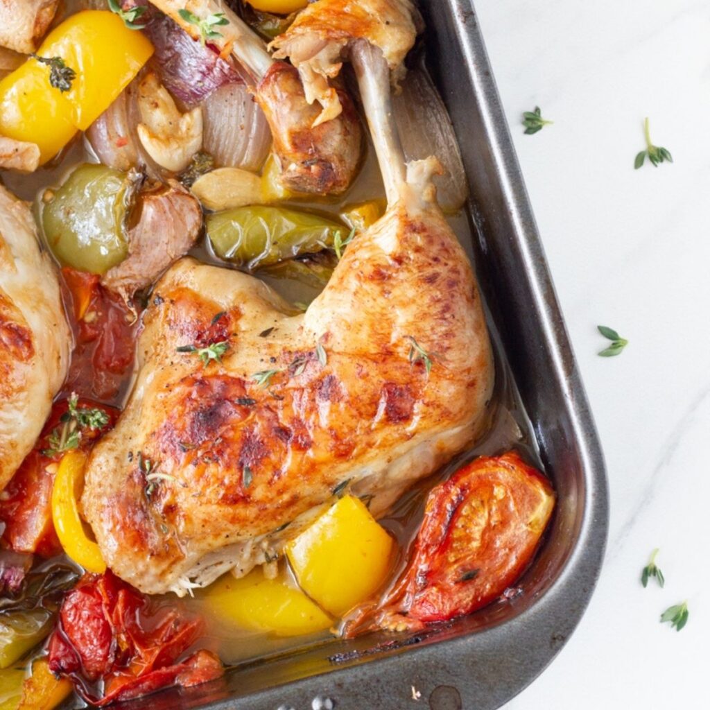 One Tray Oven Baked Chicken Maryland with Vegetables